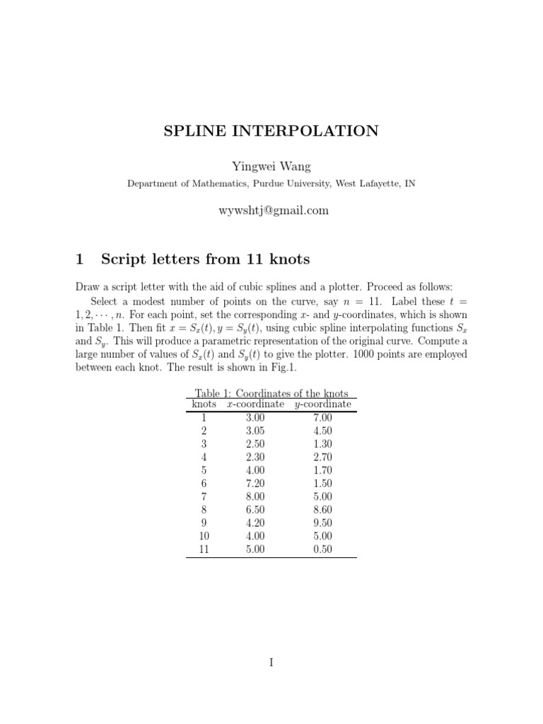 Cubic spline interpolation for script letter | PDF | Spline (Mathematics) | Interpolation