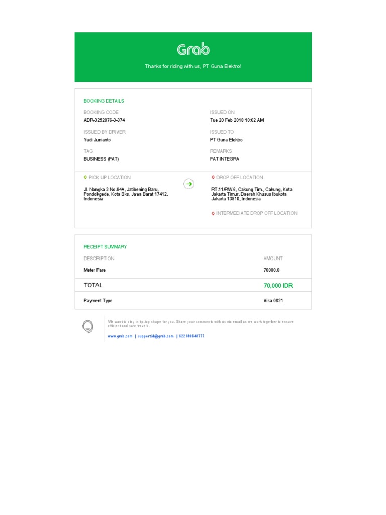 Business Travel Receipt | PDF