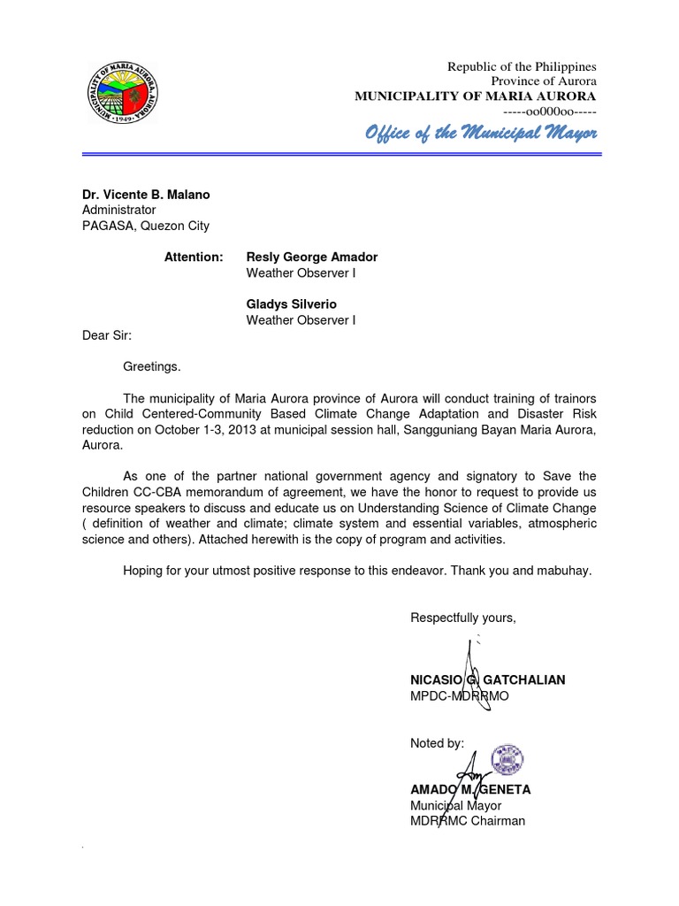 Pag Asa Letter | PDF | Climate Change | Climate