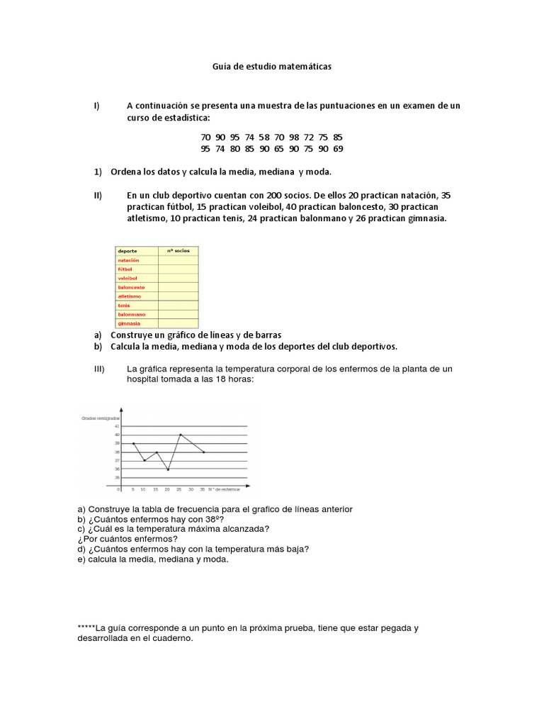 Guía de Estudio Matemáticas | PDF