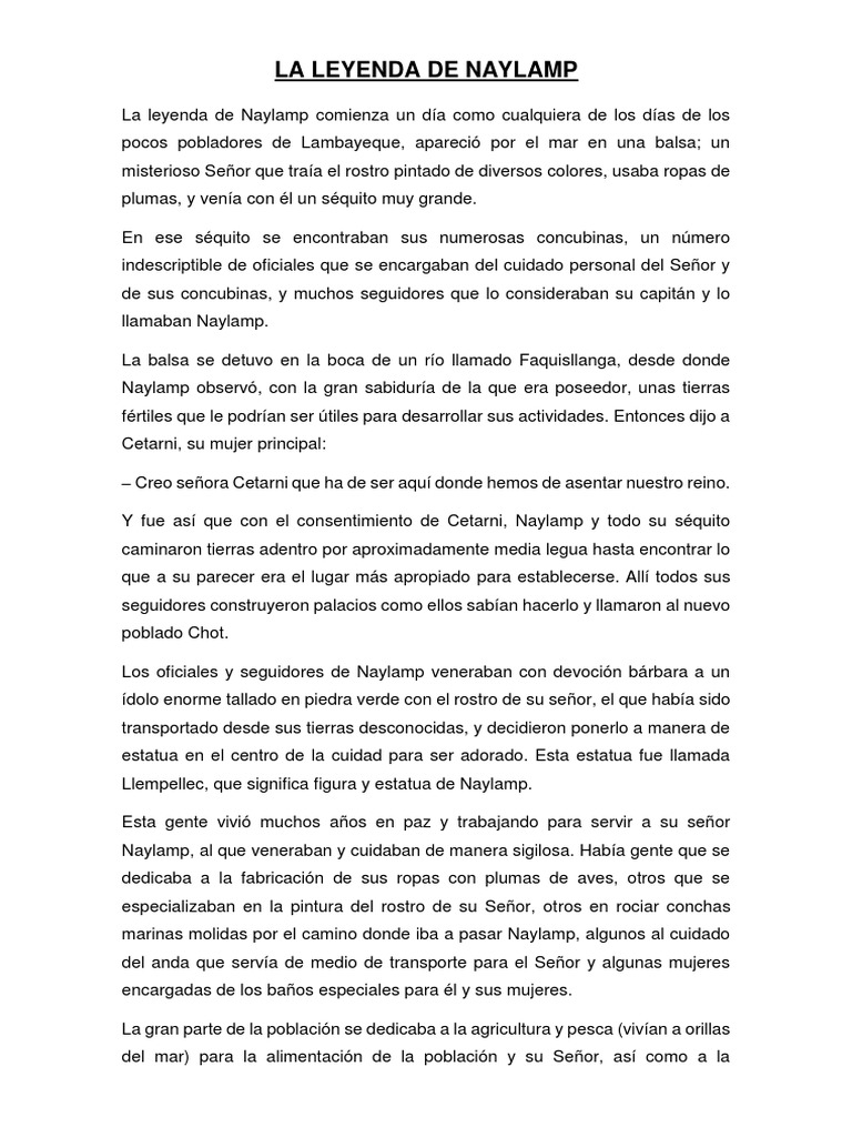 La Leyenda de Naylamp | PDF | Cultura (general)