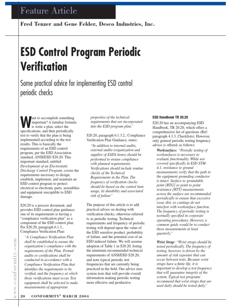 Es D Control Program Periodic | PDF | Electrostatic Discharge ...