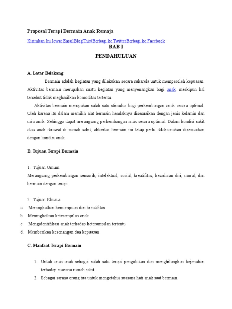 Proposal Terapi Bermain Anak Remaja | PDF