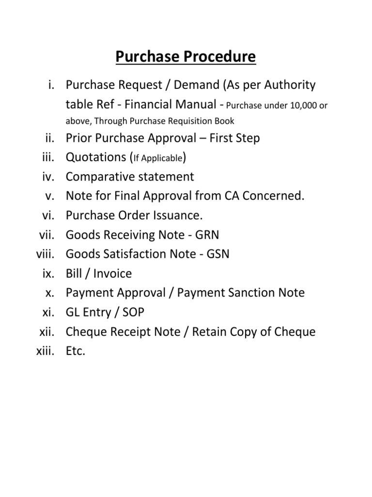 Purchase Procedure: Purchase Under 10,000 or Above, Through Purchase ...