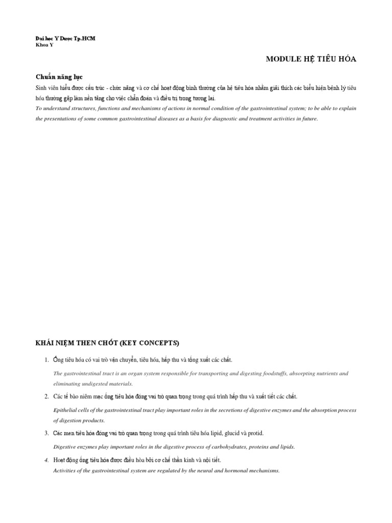 MODULE HỆ TIÊU HÓA - DHYD TP HCM Ver 19-02 2016 | PDF