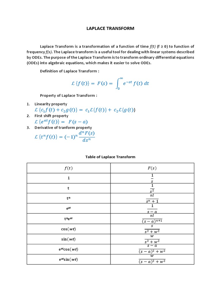 Laplace Transform | PDF | Laplace Transform | Ordinary Differential ...