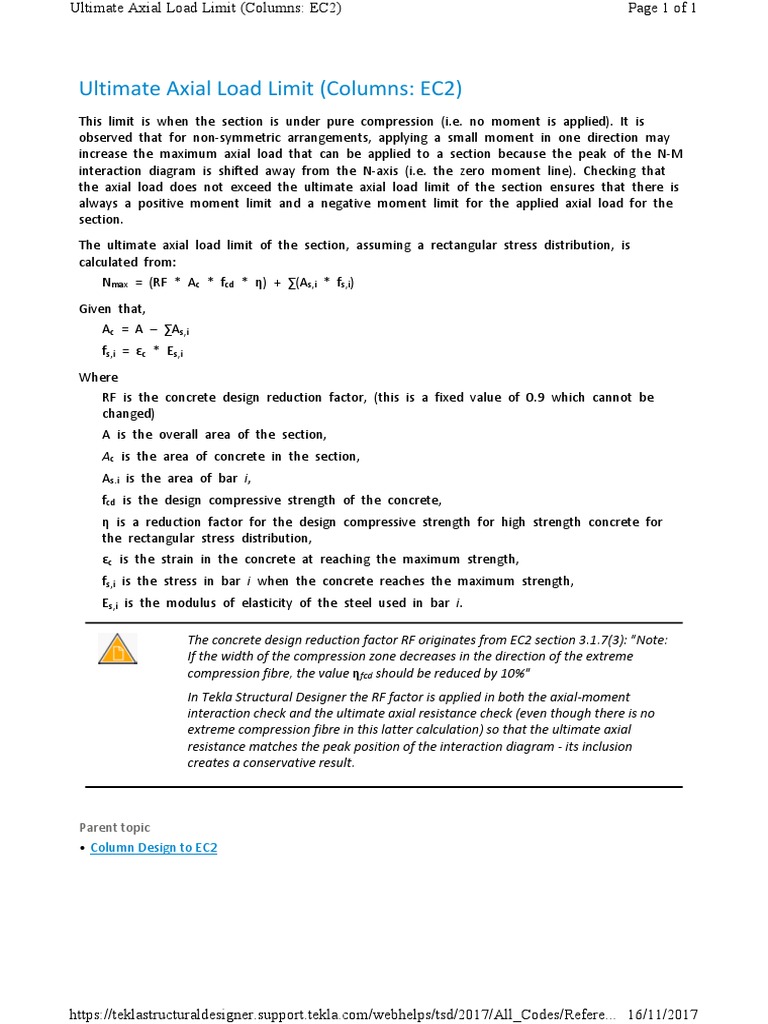 Ultimate Axial Load Limit (Columns EC2) | PDF | Strength Of Materials ...