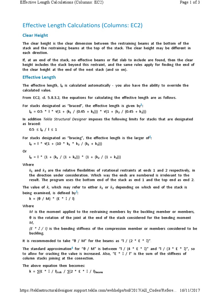 Effective Length Calculations (Columns EC2) | PDF | Buckling | Beam ...