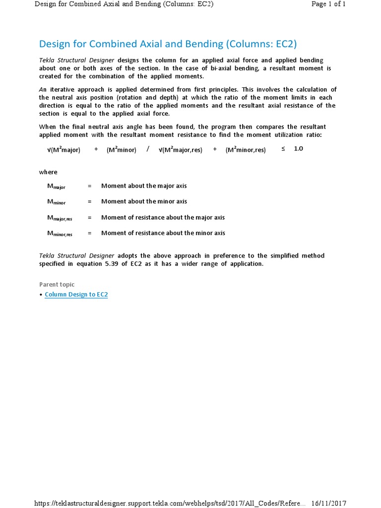 Design For Combined Axial and Bending (Columns EC2) PDF | PDF
