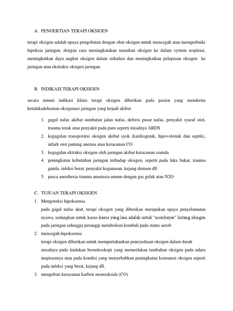 Pengertian Terapi Oksigen | PDF
