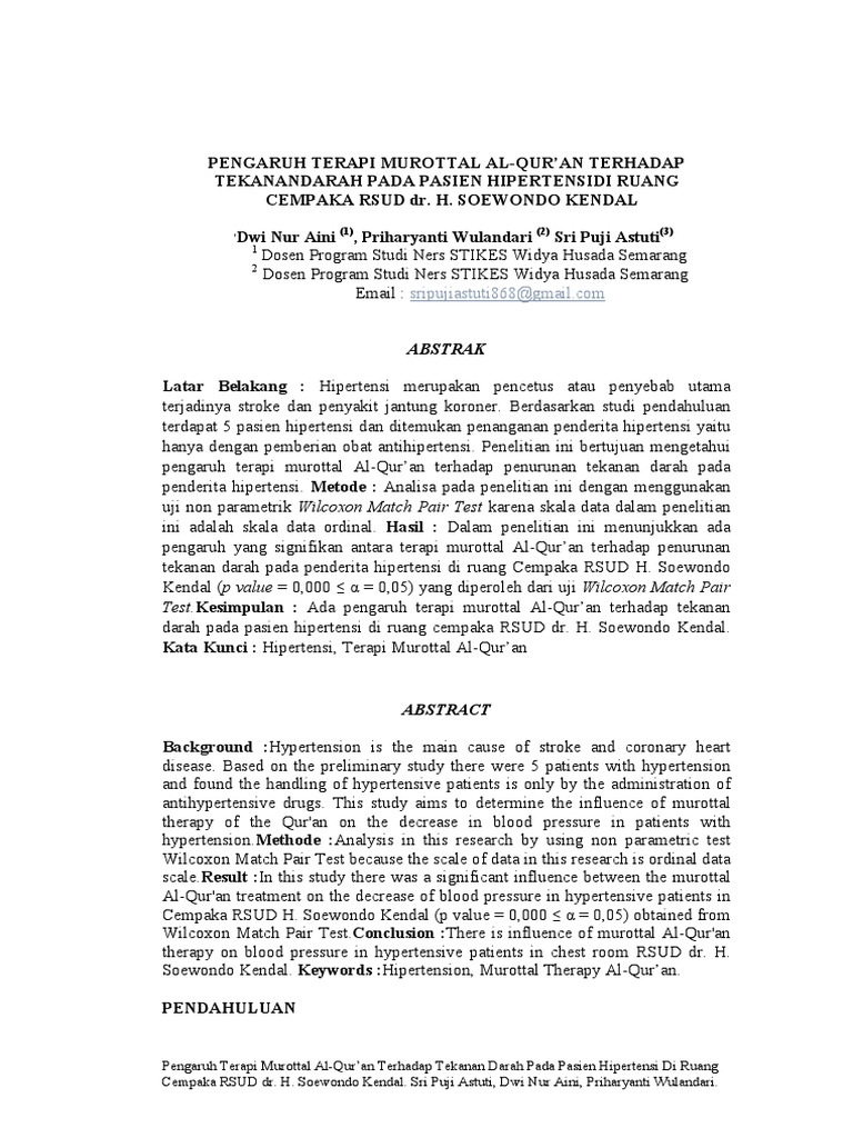 Terapi Murottal Al-Qur'an Turunkan Hipertensi | PDF