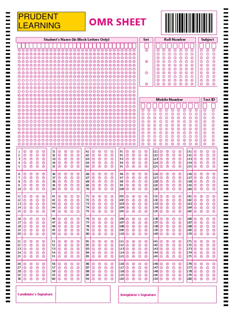 180 Question OMR Sheet Sample | PDF