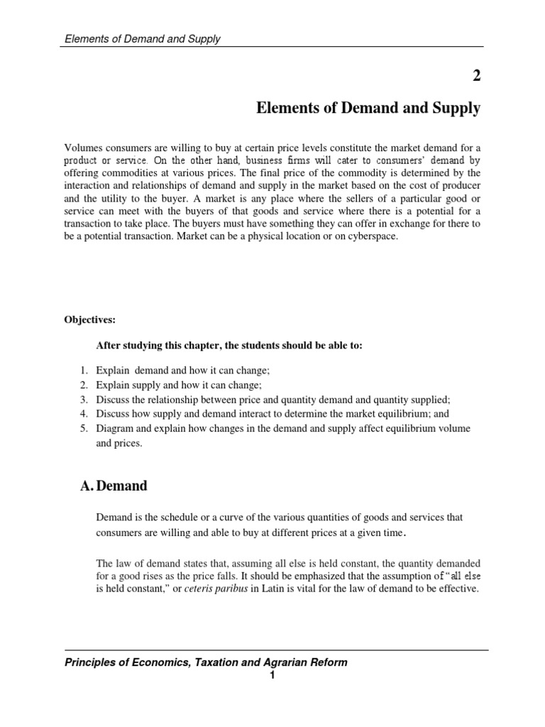 Elements of Demand and Supply | PDF | Supply (Economics) | Supply And ...