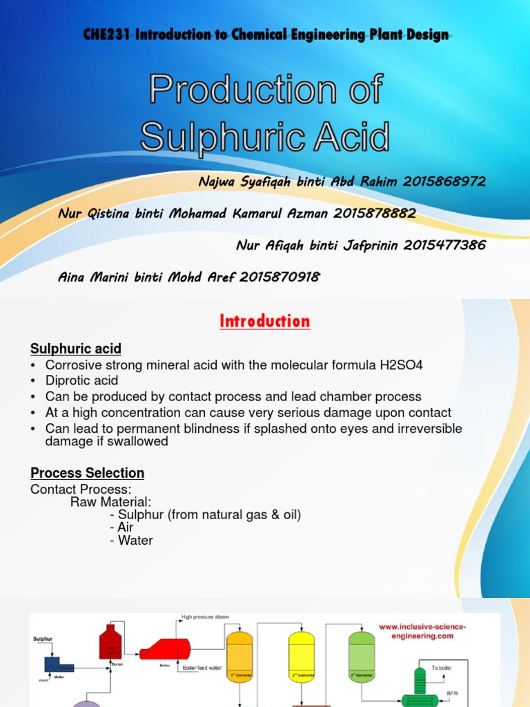 Production of Sulphuric Acid | PDF | Sulfuric Acid | Chemical Process ...