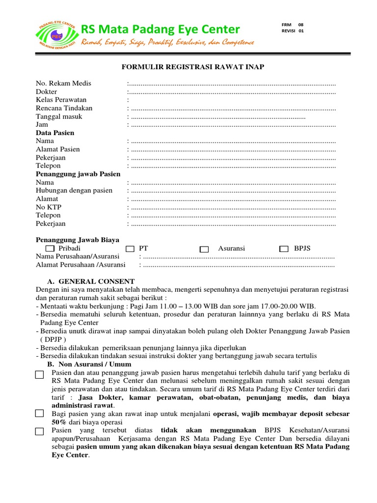 Formulir Registrasi Rawat Inap | PDF