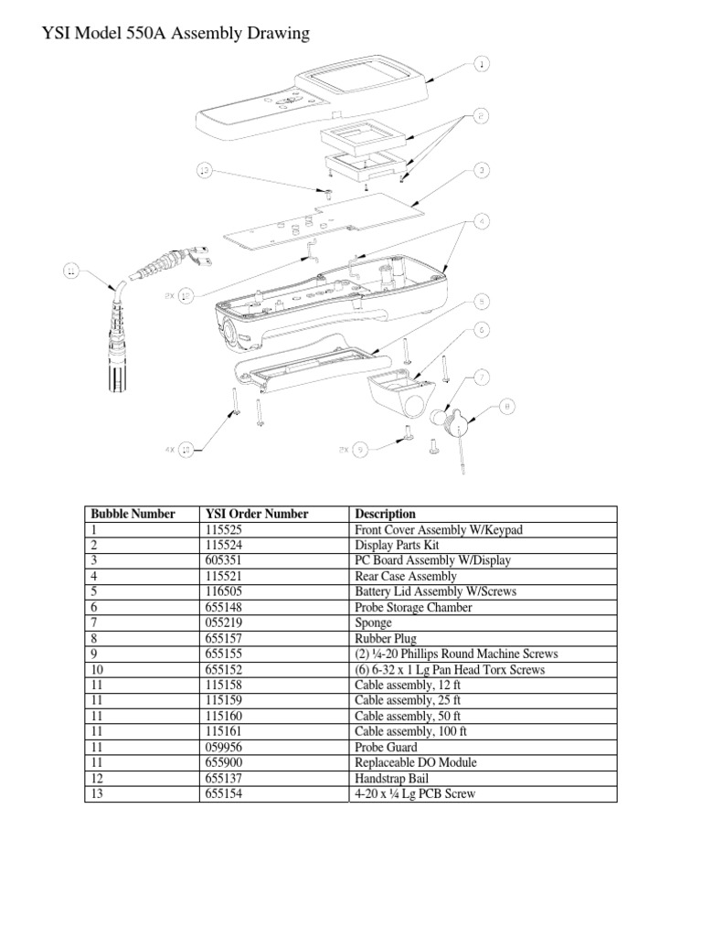 YSI Model 550A Exploded View | PDF
