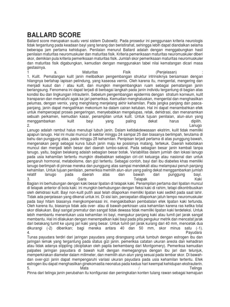 Ballard Score Sumber | PDF