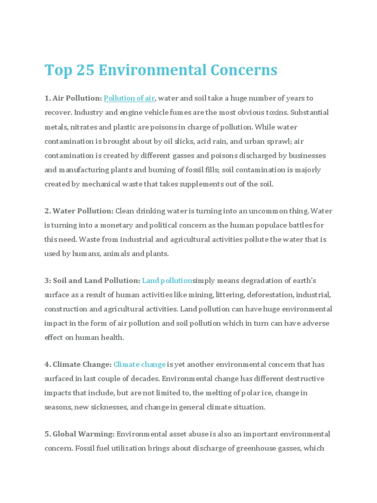 Top 25 Environmental Concerns: 1. Air Pollution | PDF | Pollution | Waste