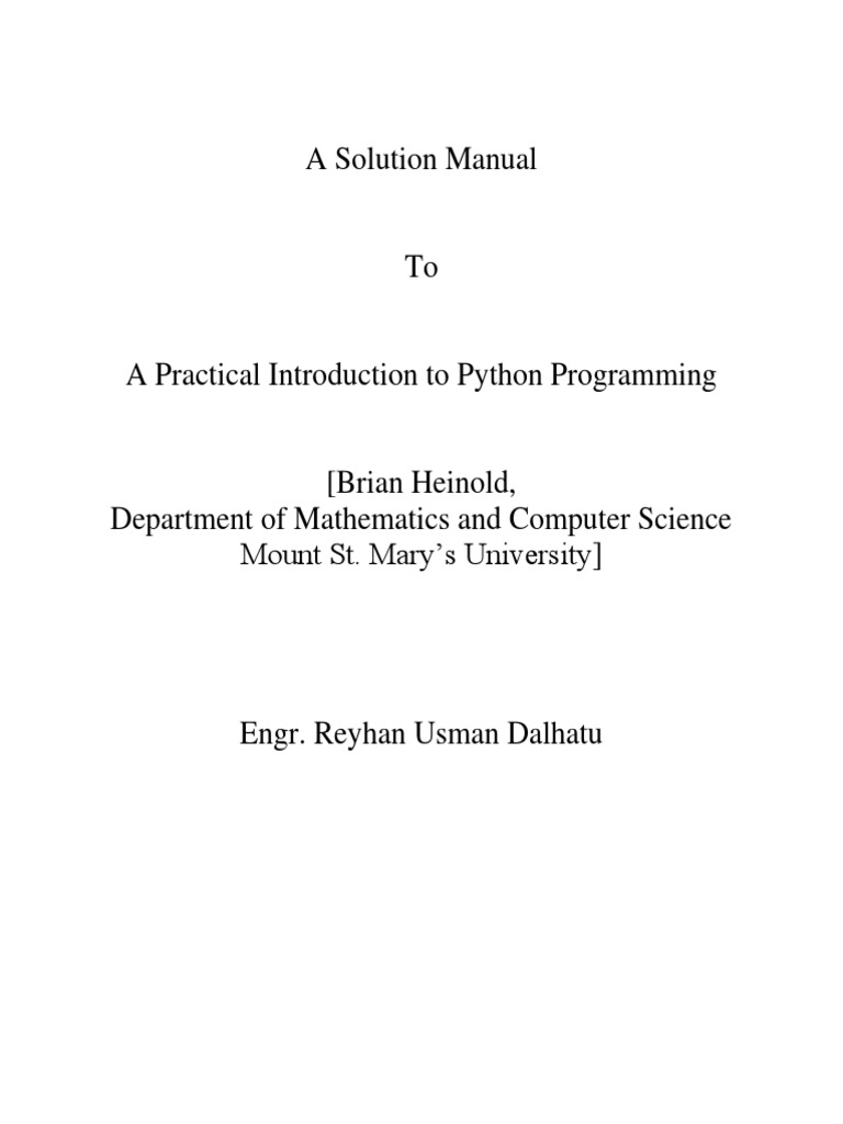 A Solution Manual To A Practical Introduction To Python Programming By Brian Heinold Pdf 
