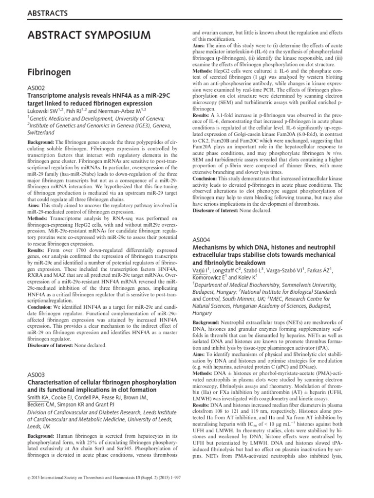 2015-Journal of Thrombosis and Haemostasis PDF | PDF | Platelet | Gene ...