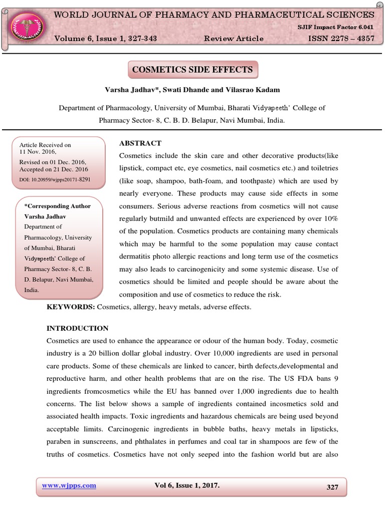 Cosmetics Side Effects | PDF | Cosmetics | Dermatitis