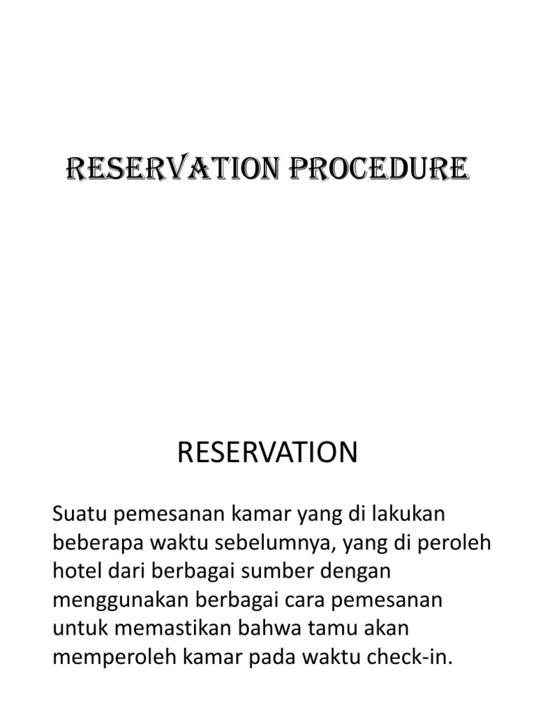 Materi 3 Reservation Procedure | PDF