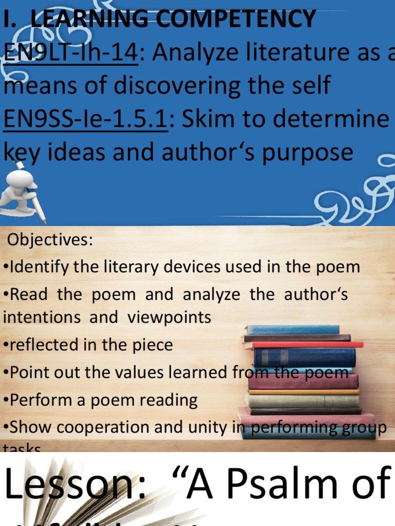 EN9LT-Ih-14: Analyze Literature As A Means of Discovering The Self ...