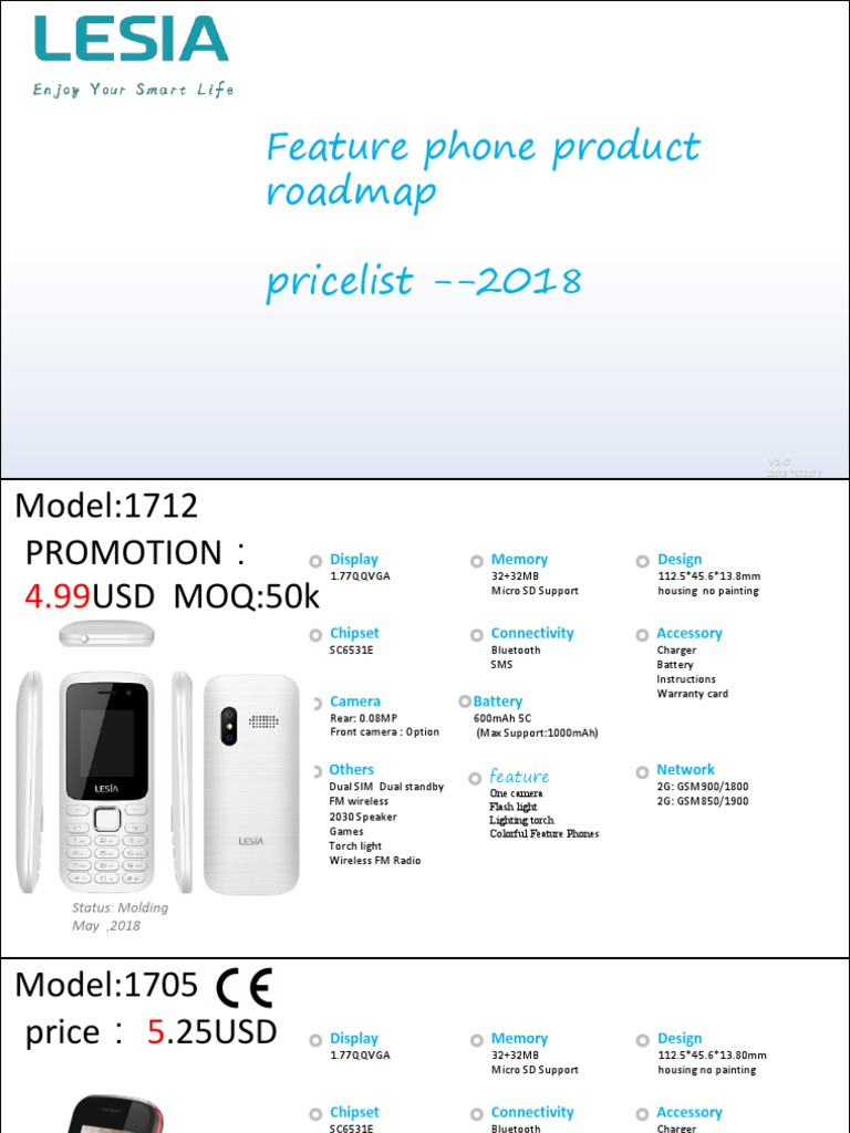 Feature Phone Roadmap & Pricing 2018 | PDF | Subscriber Identity Module ...