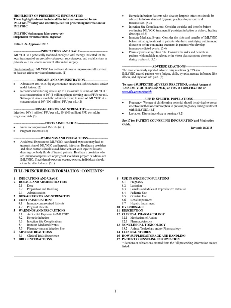 Amgen BLA 125518 Final USPI Label | PDF | Herpes Simplex | Immunodeficiency