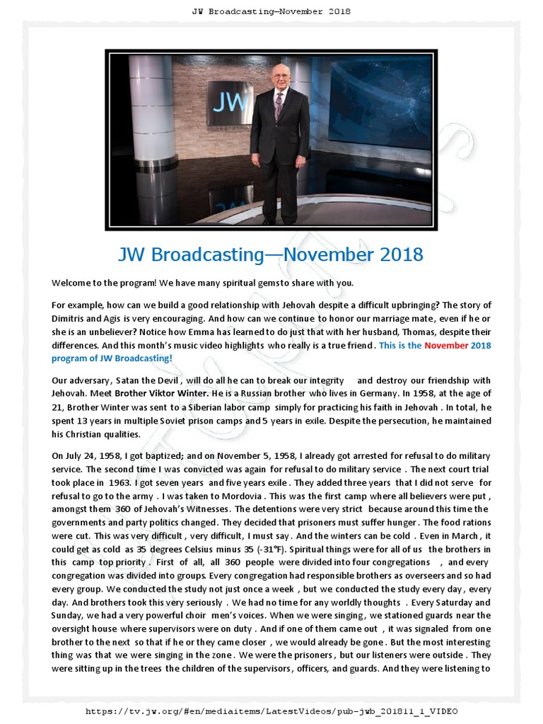 JW Broadcasting: November 2018 Insights | PDF | Enoch (Ancestor Of Noah ...