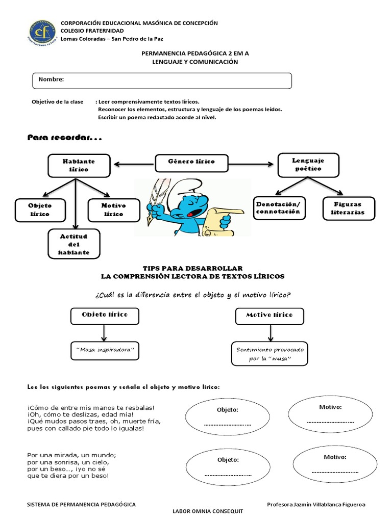 Género Lírico - Actividades | PDF | Metáfora | Palabra
