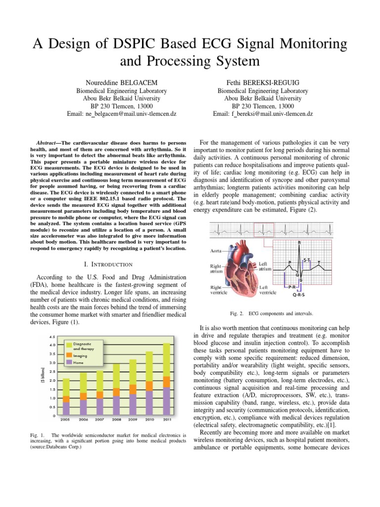 10-A Design of DSPIC Based ECG Signal Monitoring and Processing System | PDF
