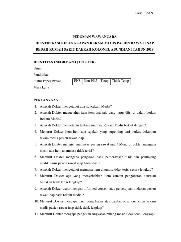 Pedoman Wawancara Baru Identifikasi RM | PDF