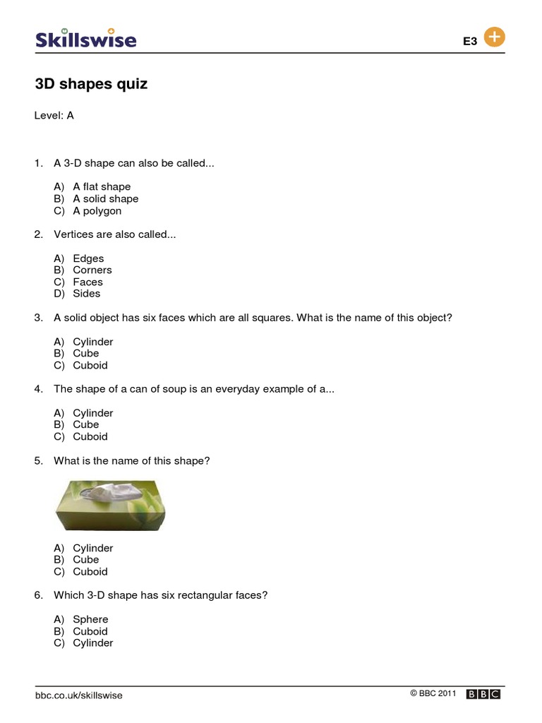 3D Shapes Quiz | PDF | Shape | Triangle