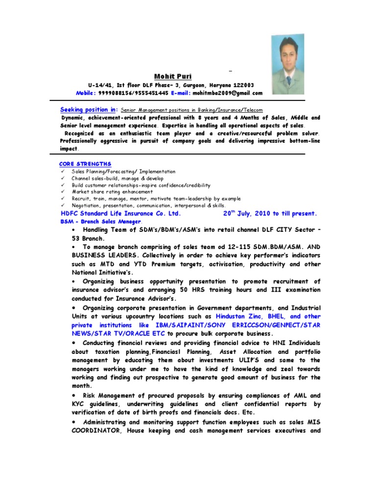 Mohit Puri: Seeking Position in | PDF | Risk Management | Interest