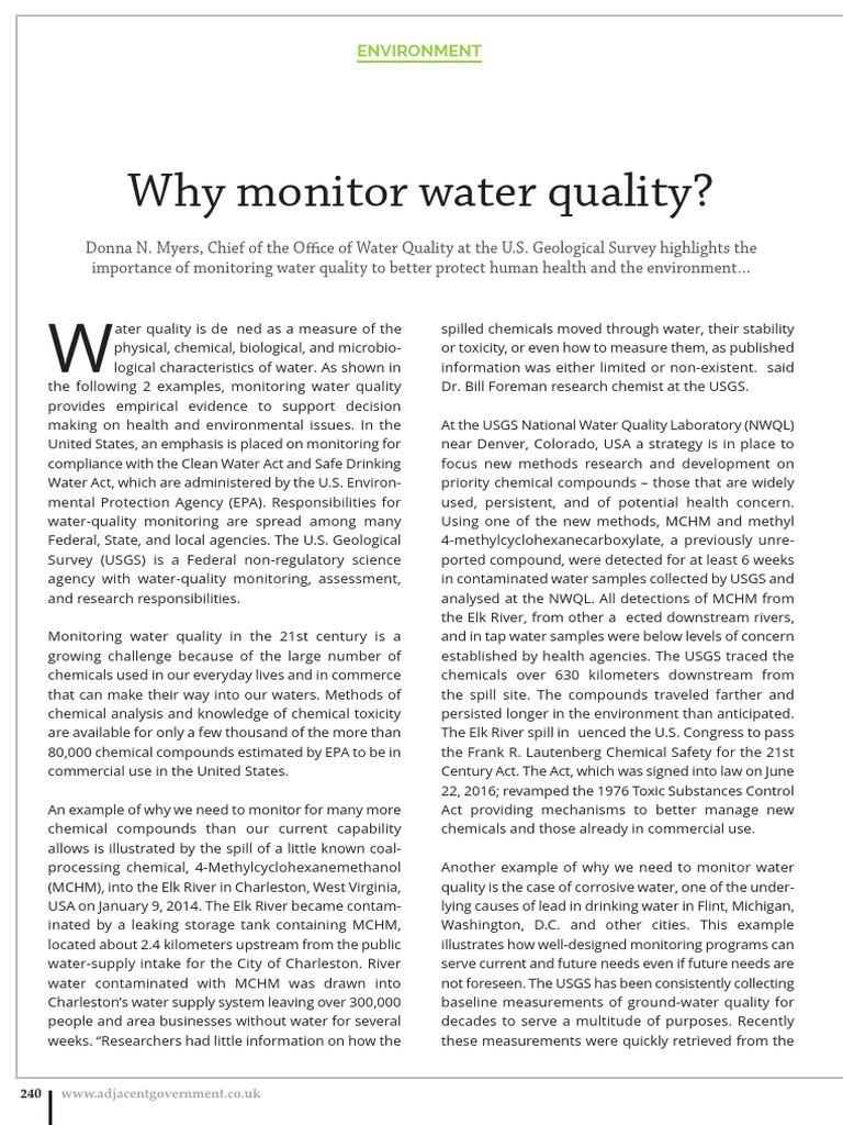 Why Monitor Water Quality | PDF | Water Quality | Drinking Water