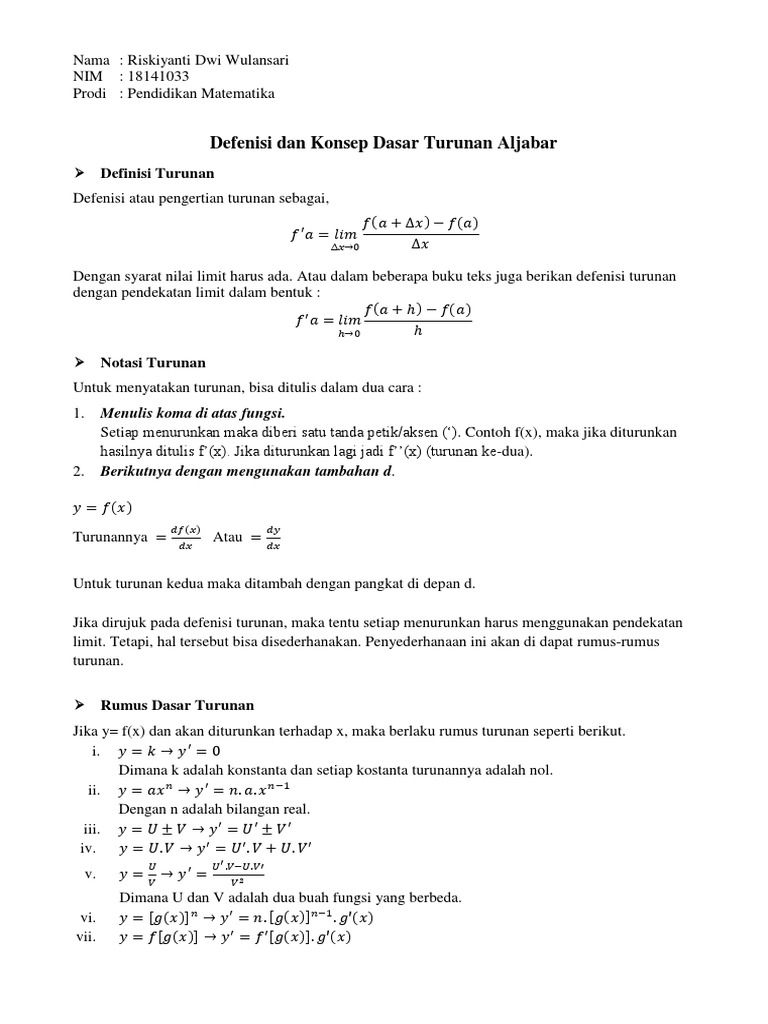 Konsep Dasar Turunan | PDF