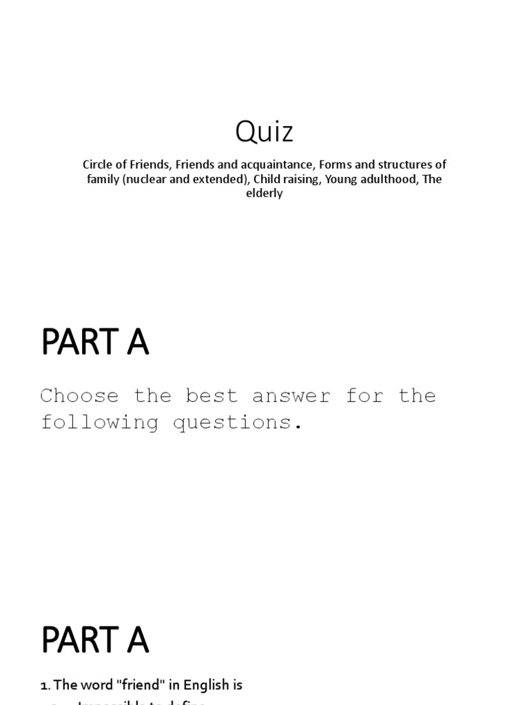 Quiz - Circle of Friend Etc | PDF | Friendship | Linguistics
