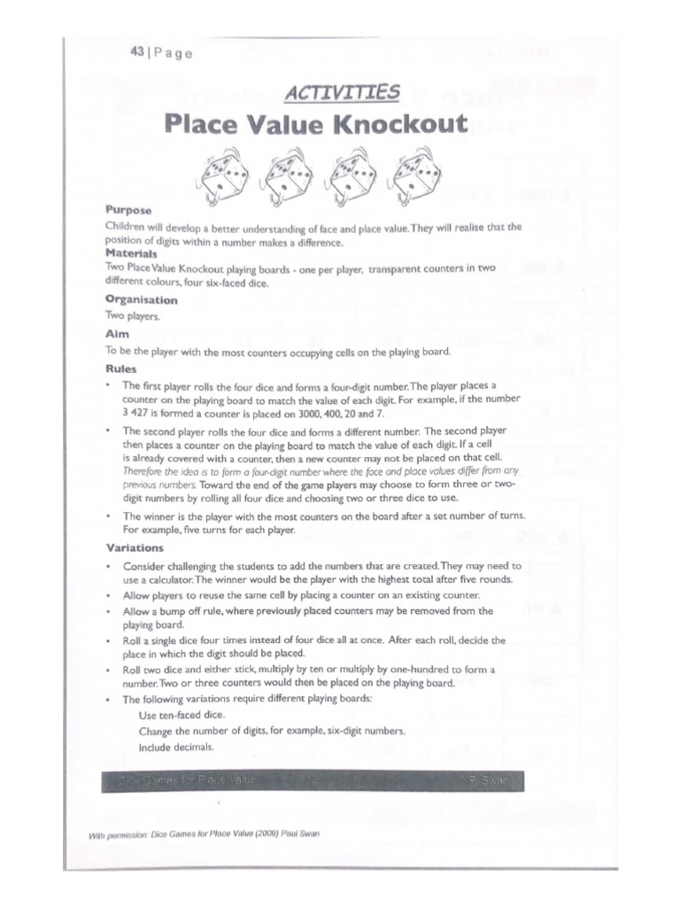 Place Value Knockout | PDF