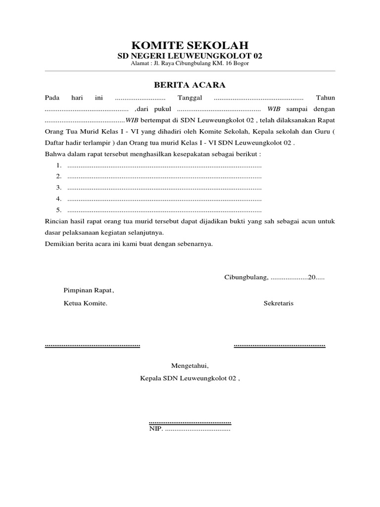 Berita Acara Rapat Komite Pdf Seni