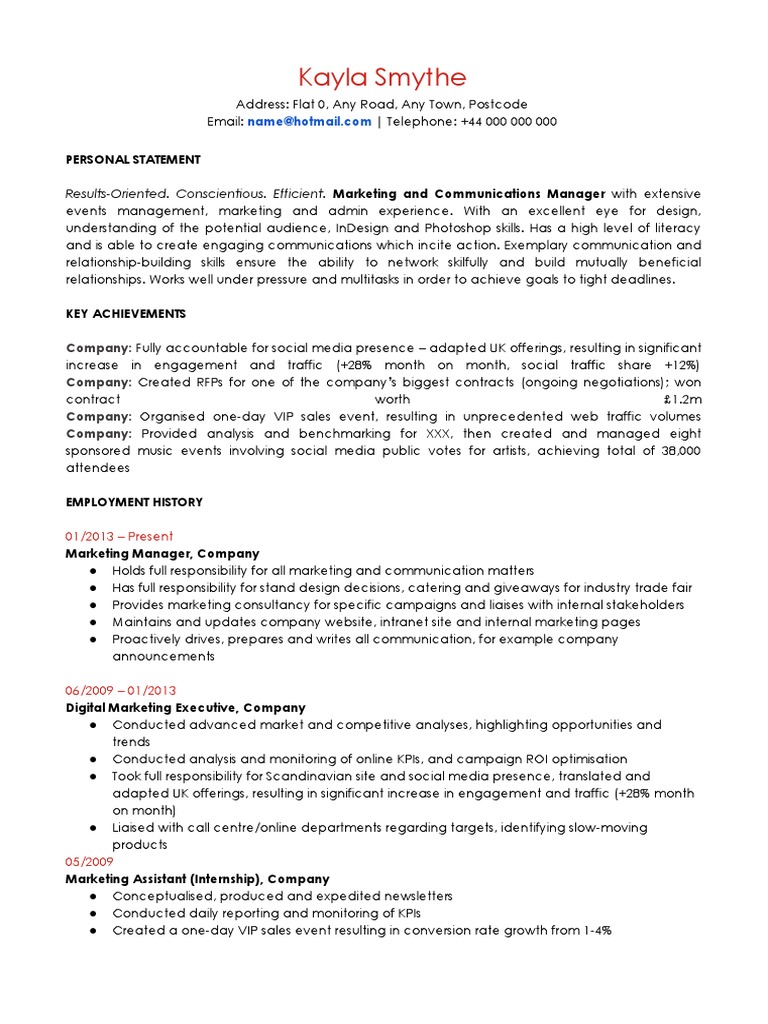 Monster CV Template Marketing | PDF | Web Traffic | Marketing