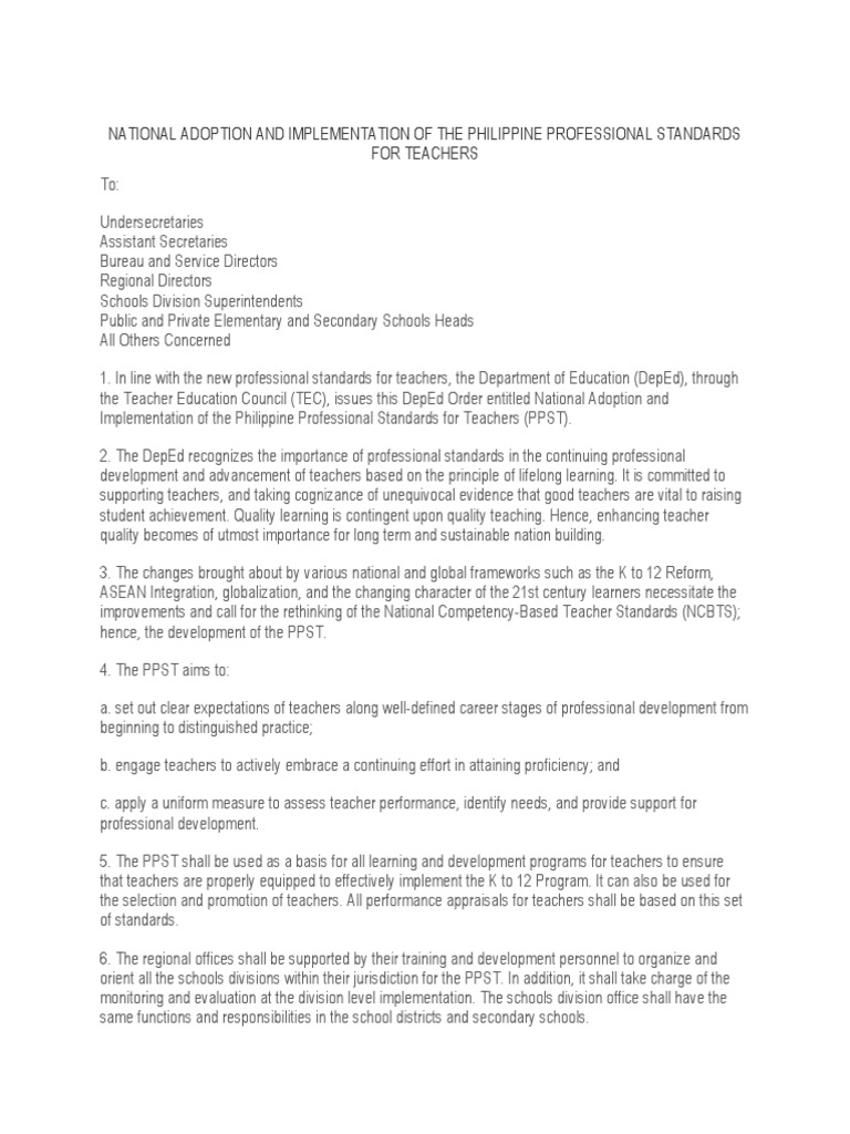 Philippine Professional Standards For Teachers | PDF | Learning | Teachers