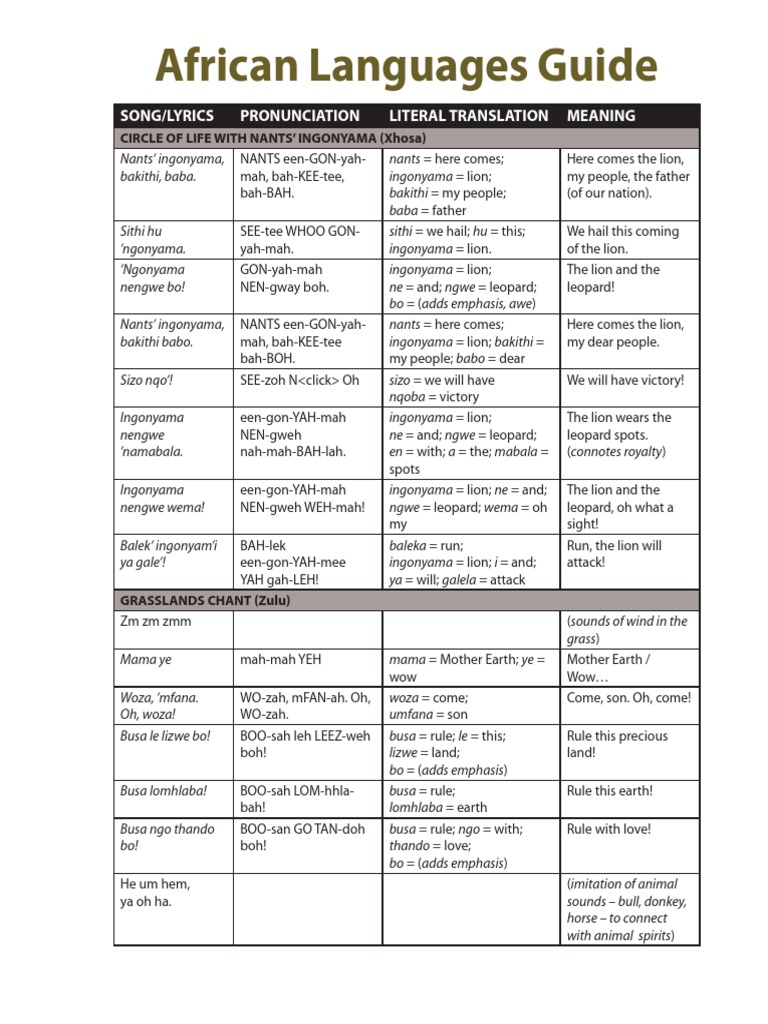 African Languages Guide PDF | PDF