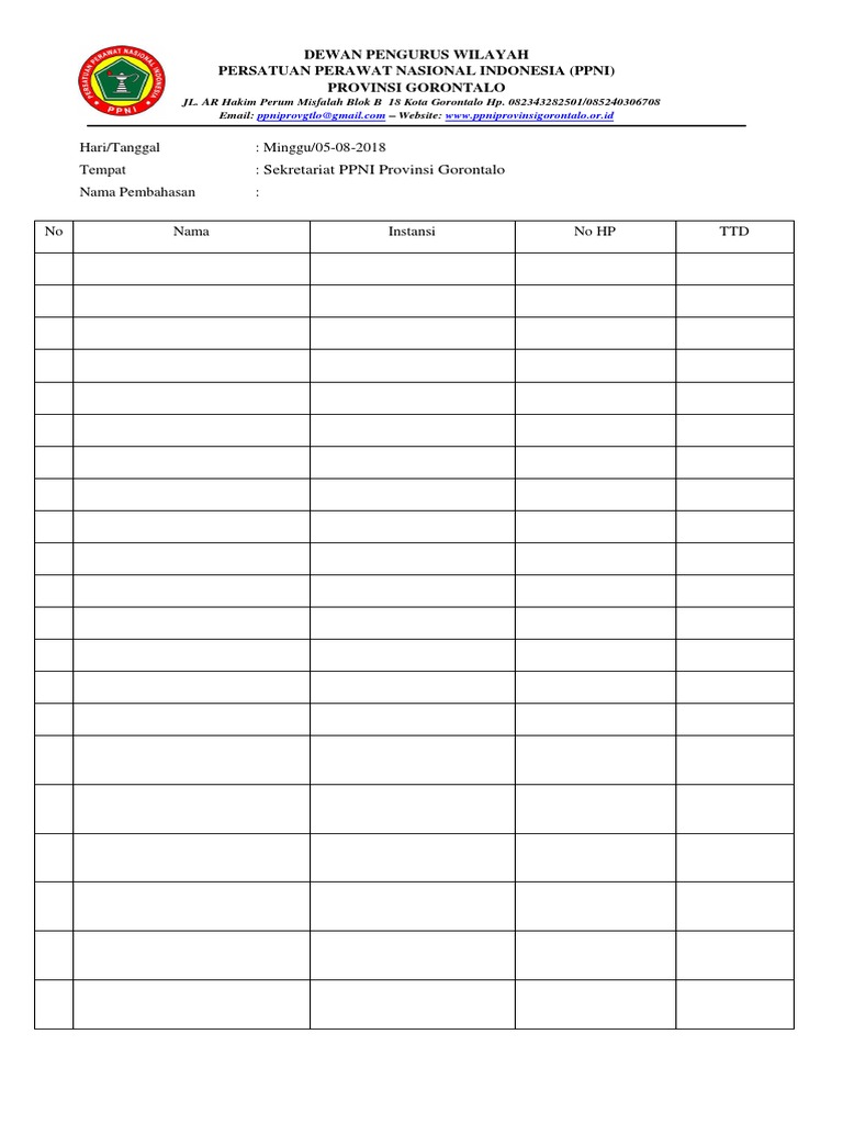 Absen Rapat Ppni | PDF