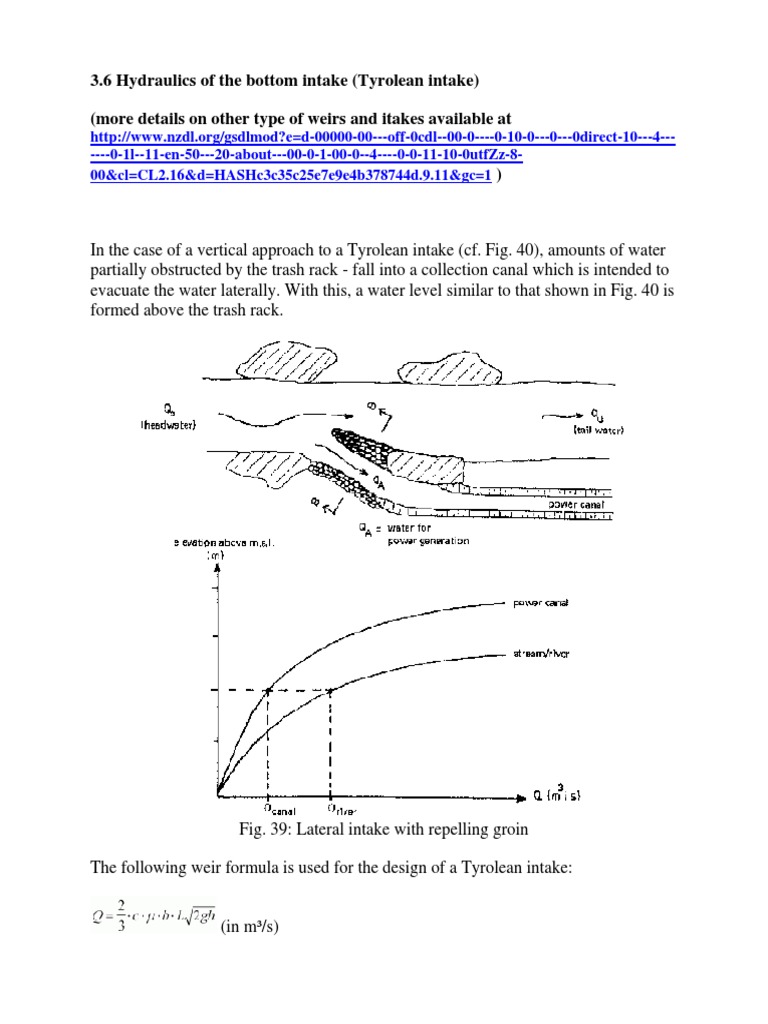 Tyrolean Intake Design Guide | PDF | River | Dam