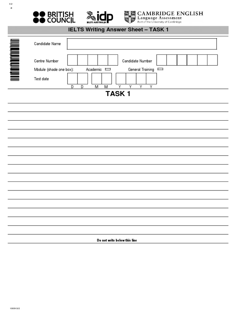 Task 1: IELTS Writing Answer Sheet - Task 1 | PDF