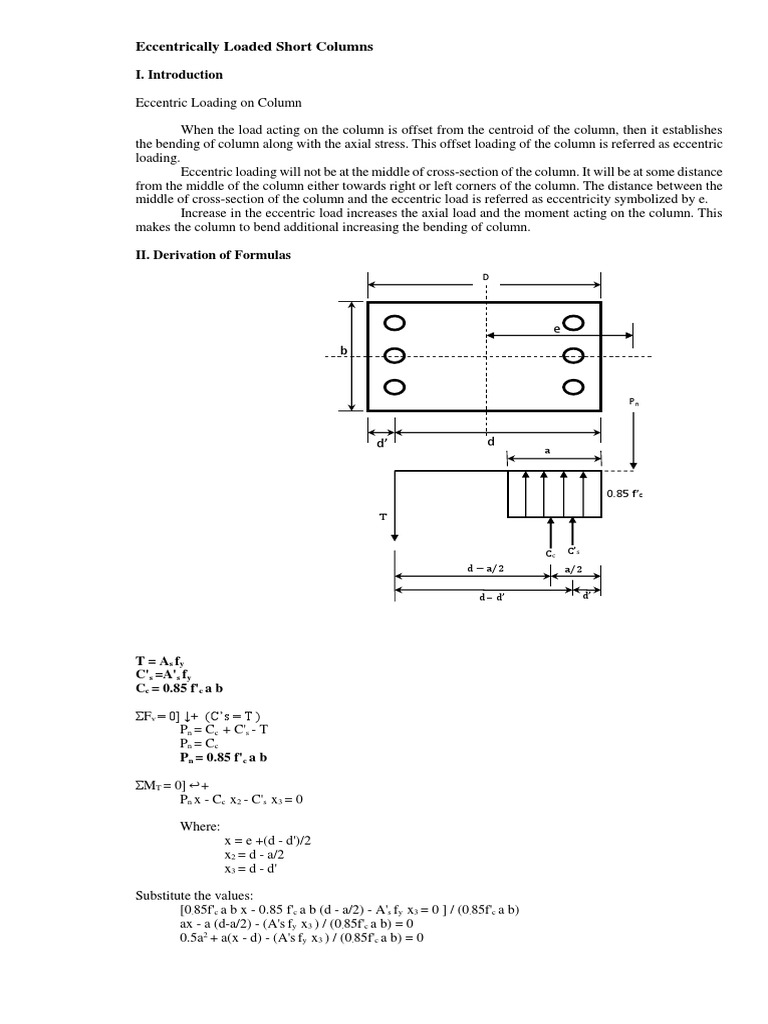 Eccentric Loading in Short Columns | PDF | Column | Strength Of Materials