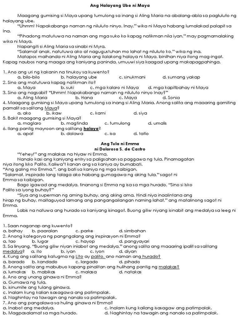 Summative Test Filipino Grade 3 | PDF