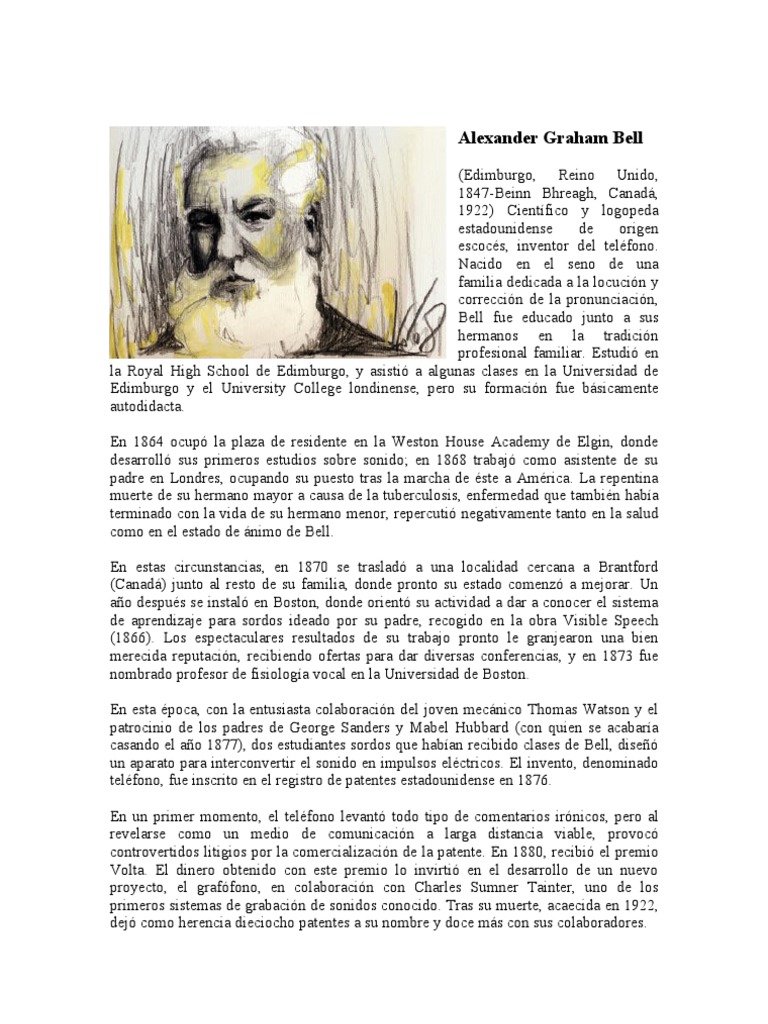 Biografía de Alexander Graham Bell | PDF