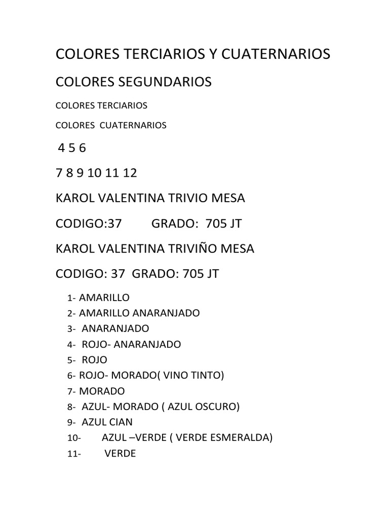 Colores Terciarios y Cuaternarios | PDF